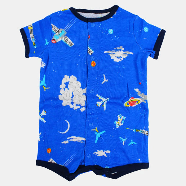 Baby Boys Cotton Romper - Fun Rocket Print – Ourkids